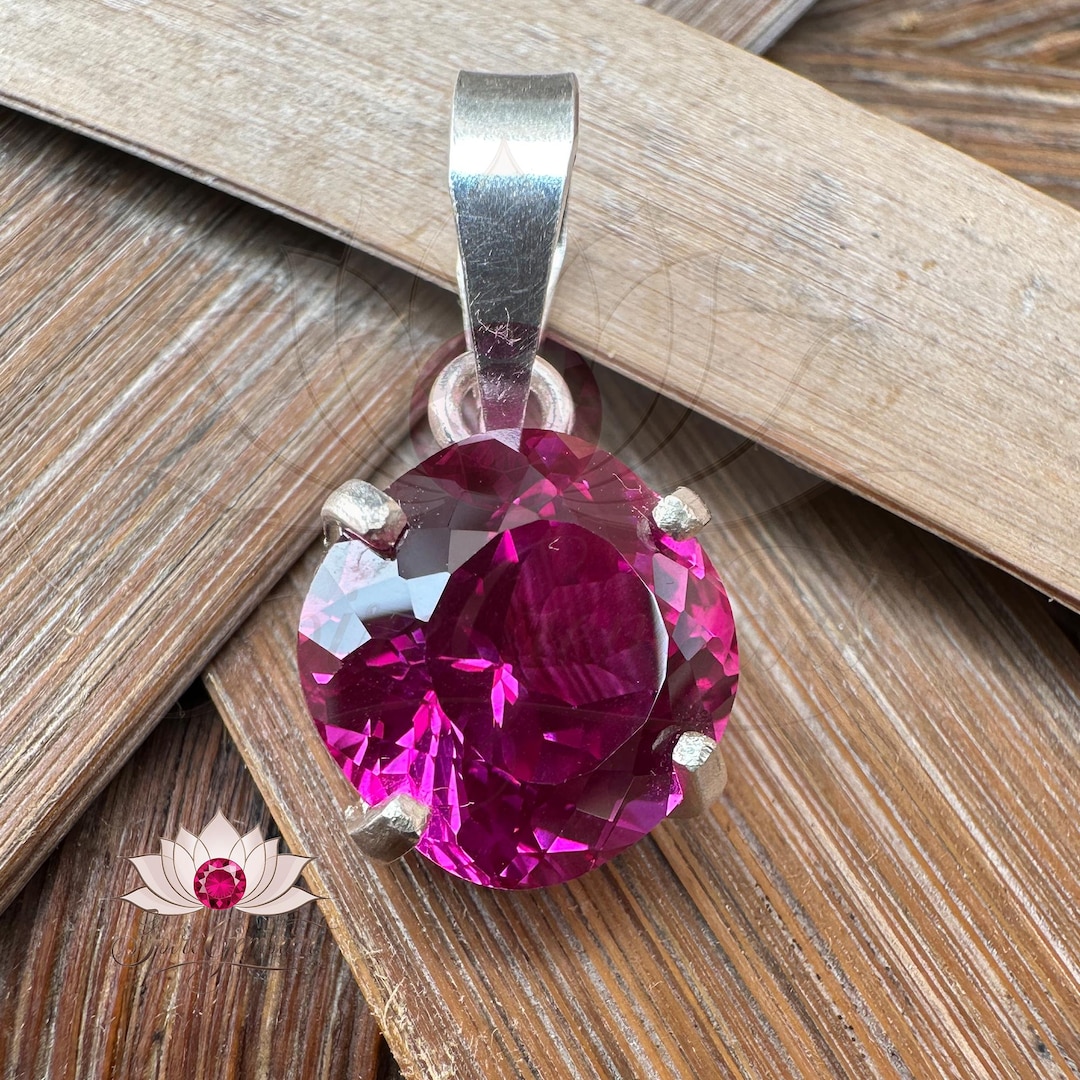 Natural Raspberry Rhodolite Garnet Gemstone 925 Sterling Silver Pendant ...