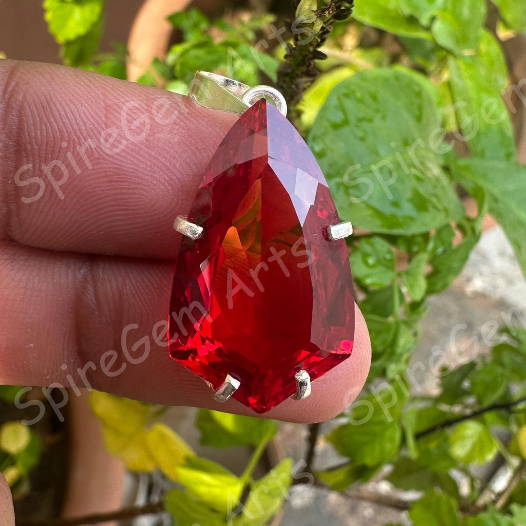 Natural Serpentine Garnet Gemstone 925 Sterling Silver Pendant 31 CT ...