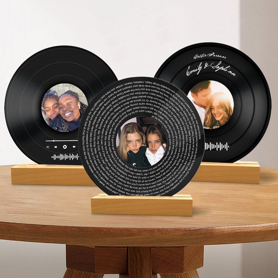 Personalised Acrylic Plaque Record Gift, Custom Vinyl Record Photo ...