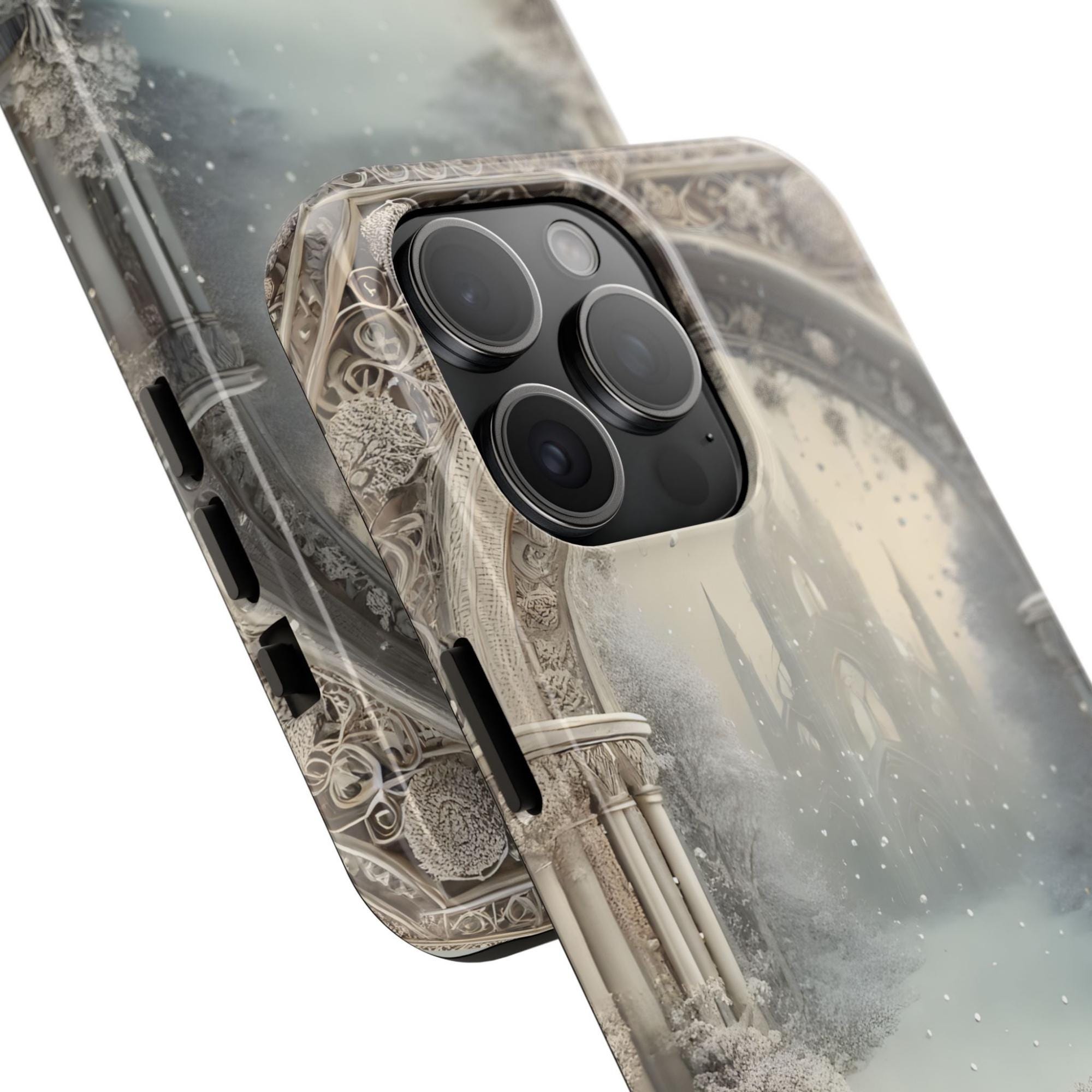 Gothic Winter Wonderland Phone Case - Snowy Archway & Floral Design ...
