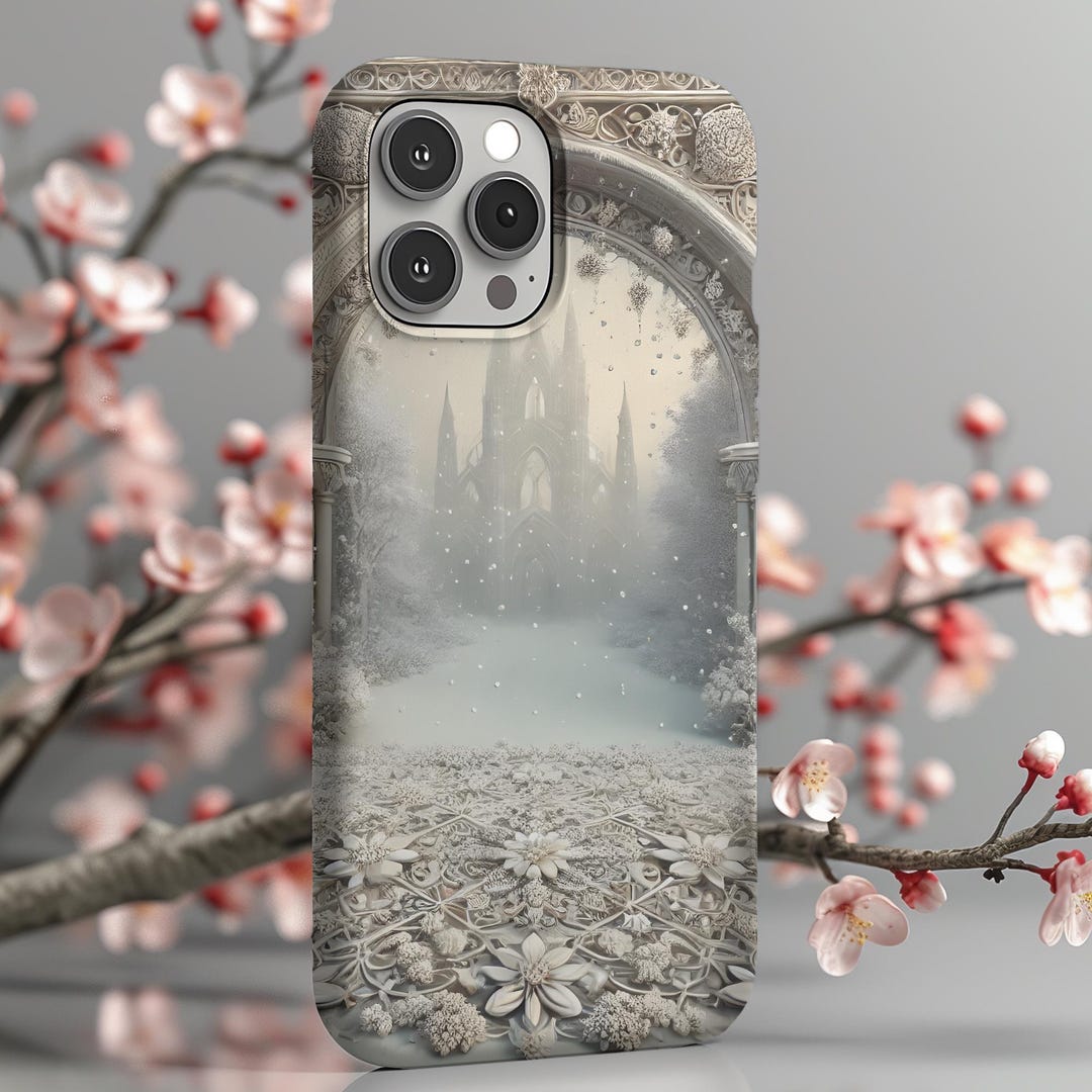 Gothic Winter Wonderland Phone Case - Snowy Archway & Floral Design ...