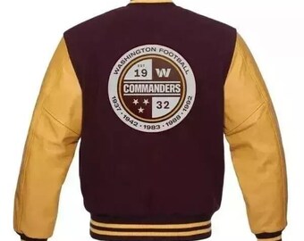 Letterman Varsity Washington Commanders Football Jacket Color Maroon ...