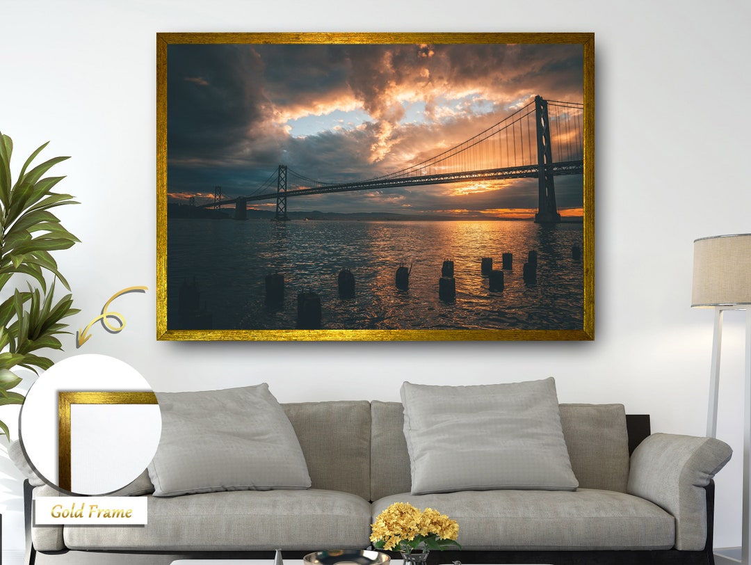 Cloudy Sunset Bridge Painting,cloudy Sunset, Bridge Landscape ...