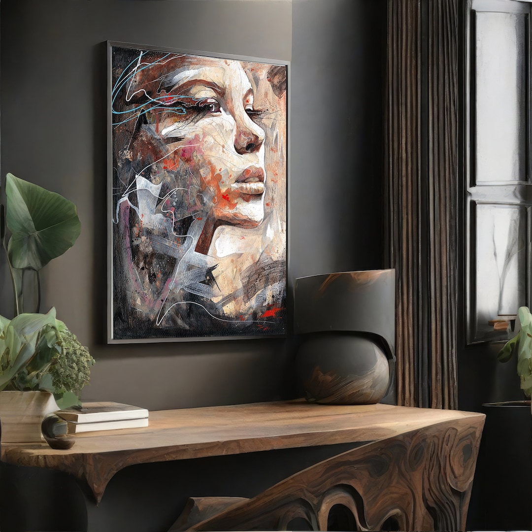 Woman Portait Painting, Modern Woman Wall Art, Abstract Printed, Woman ...
