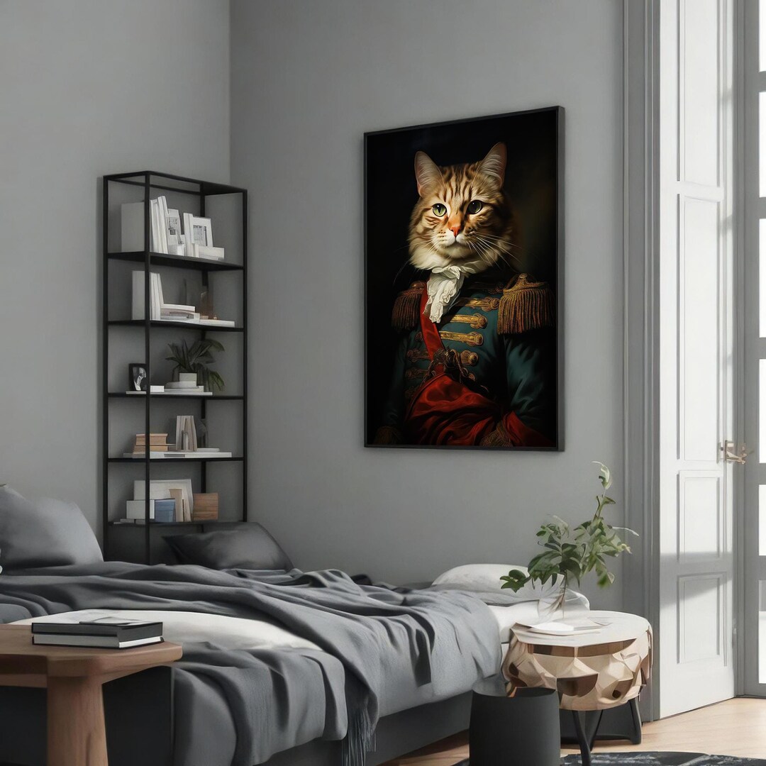 Uniformed General Cat Portrait Wall Art, Pet Art Canvas, Nature, Dry ...