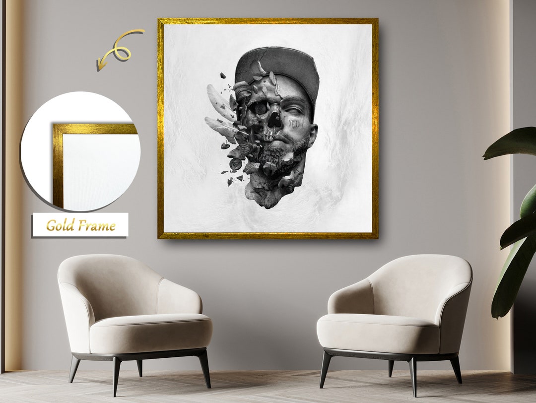 Man With a Disintegrating Skull on the Left Side,skull Art, Symbolic ...
