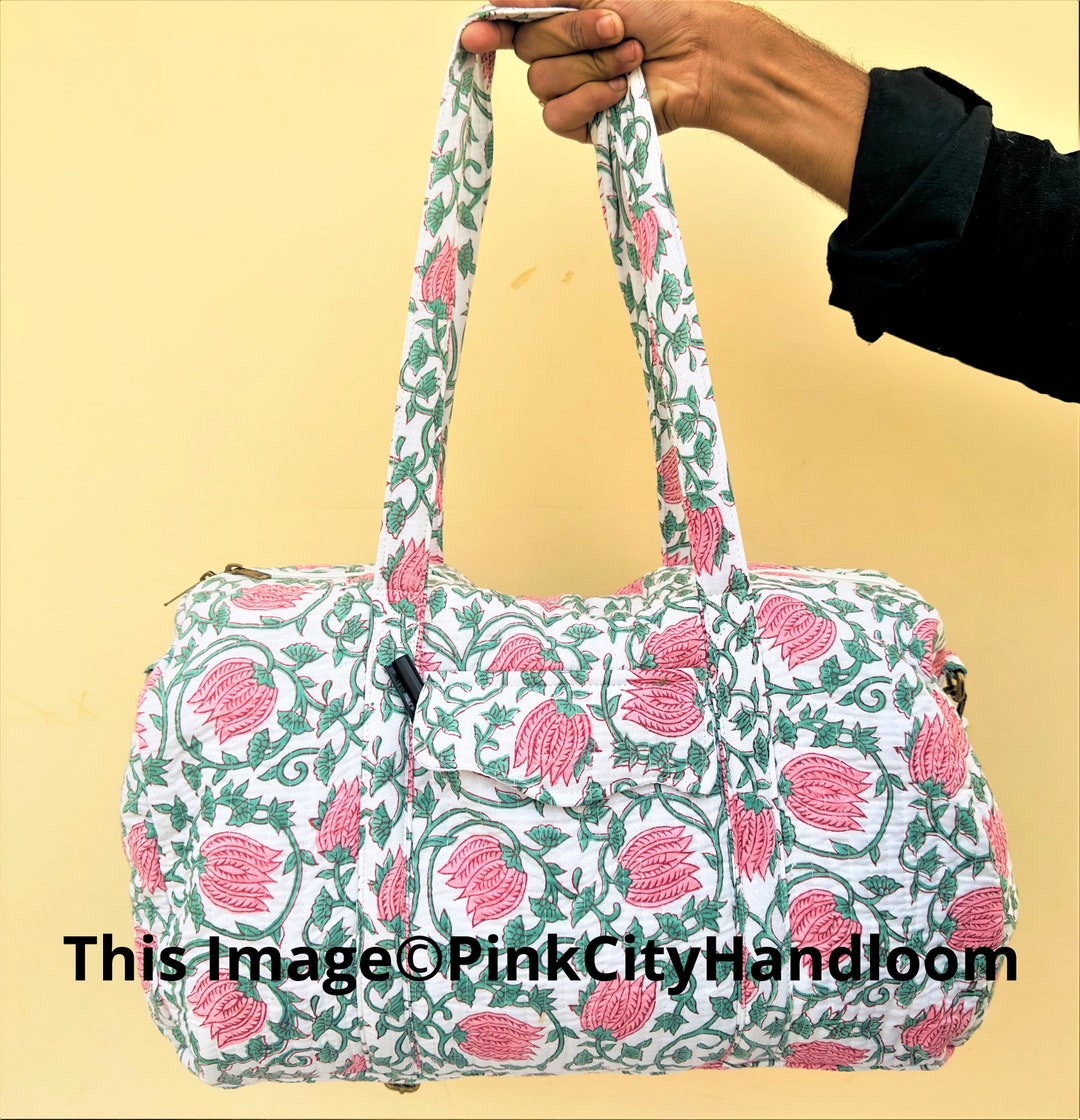 Large Pure Cotton Overnight Bags, Weekender Travel Bag, Handmade ...