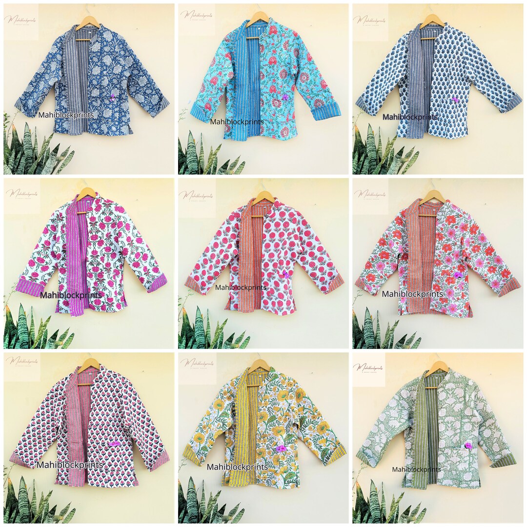 Hand Block Printed Reversible Women Jackets Bohemian Vintage Jacket ...