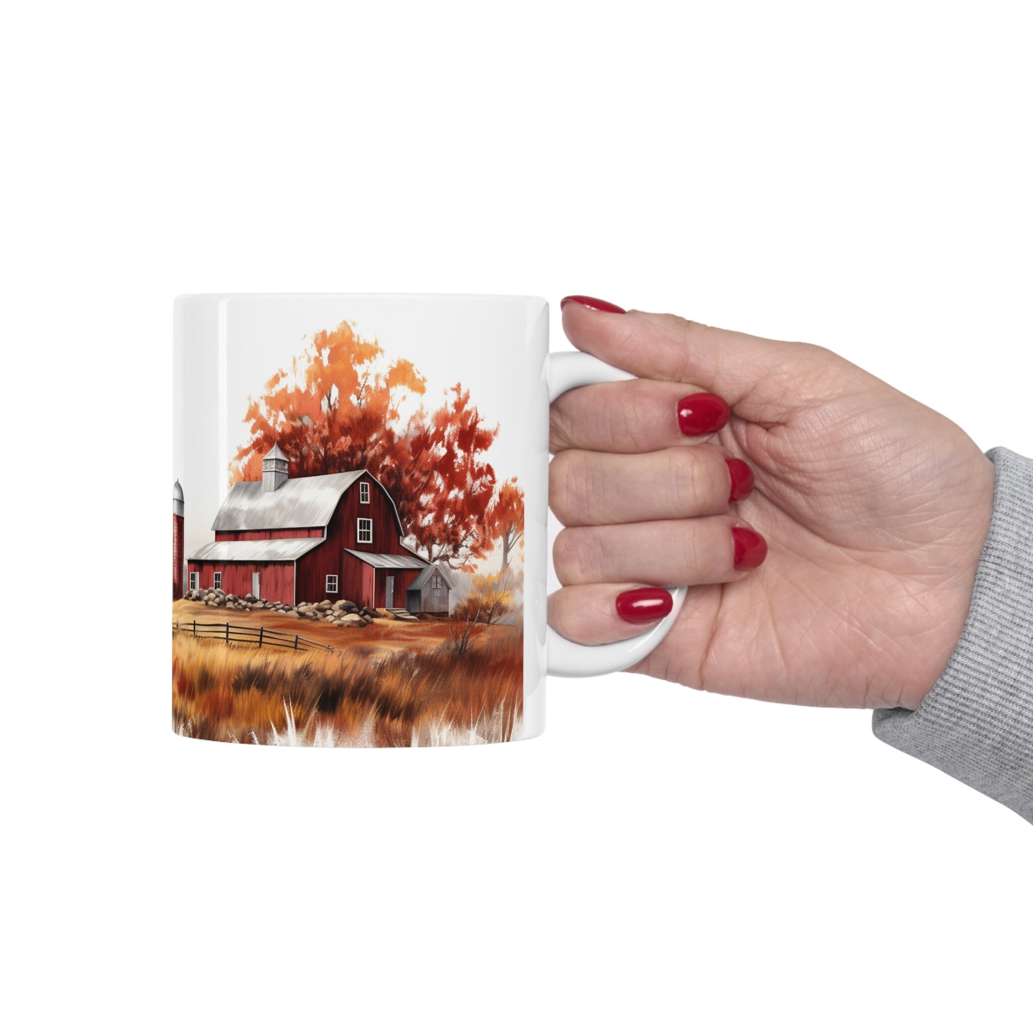Vintage Fall Barn Coffee Mug Cup With Old Barn Rooster - Etsy