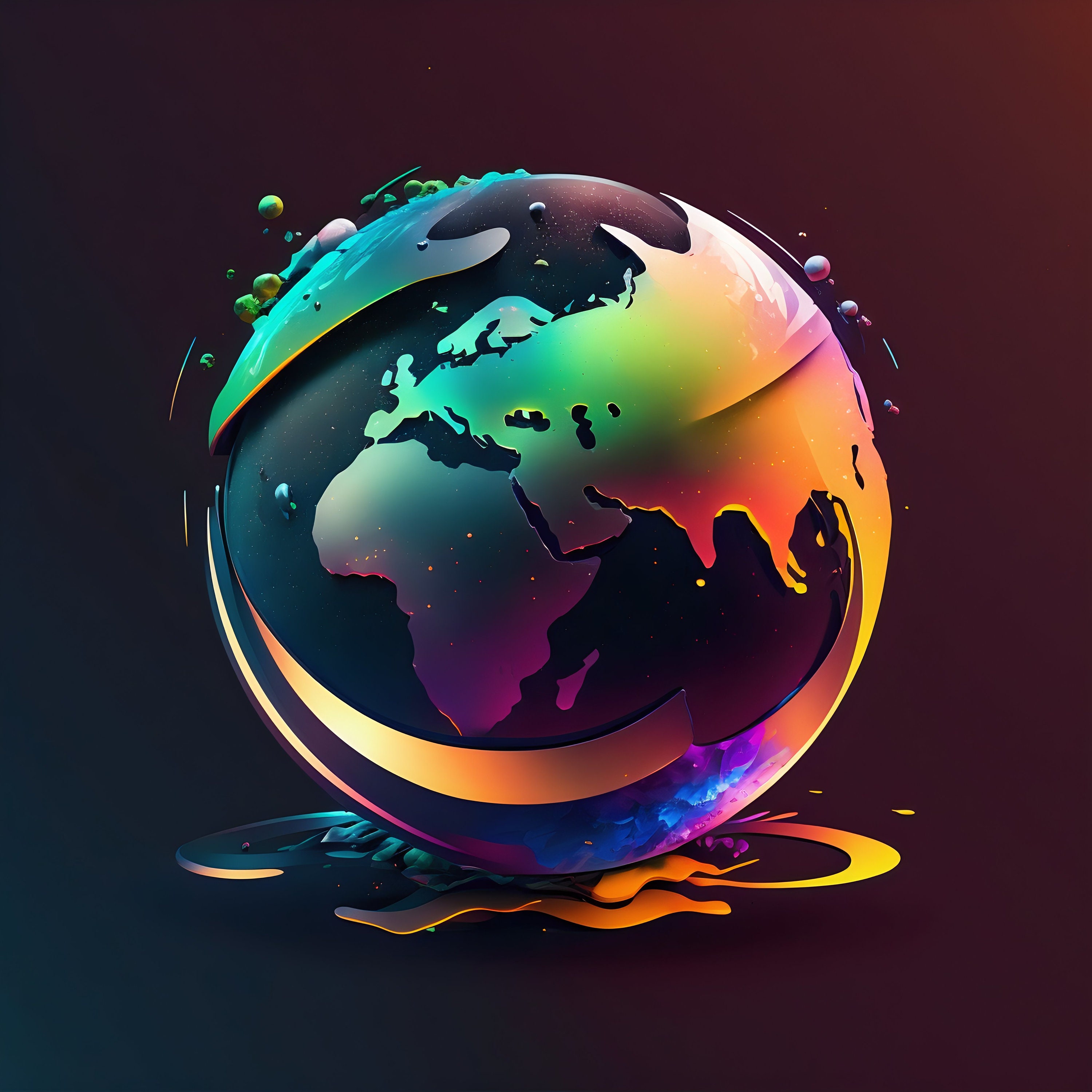 Logo Badge Token Emblem Magic Gleaming Planet Earth Element Structure ...