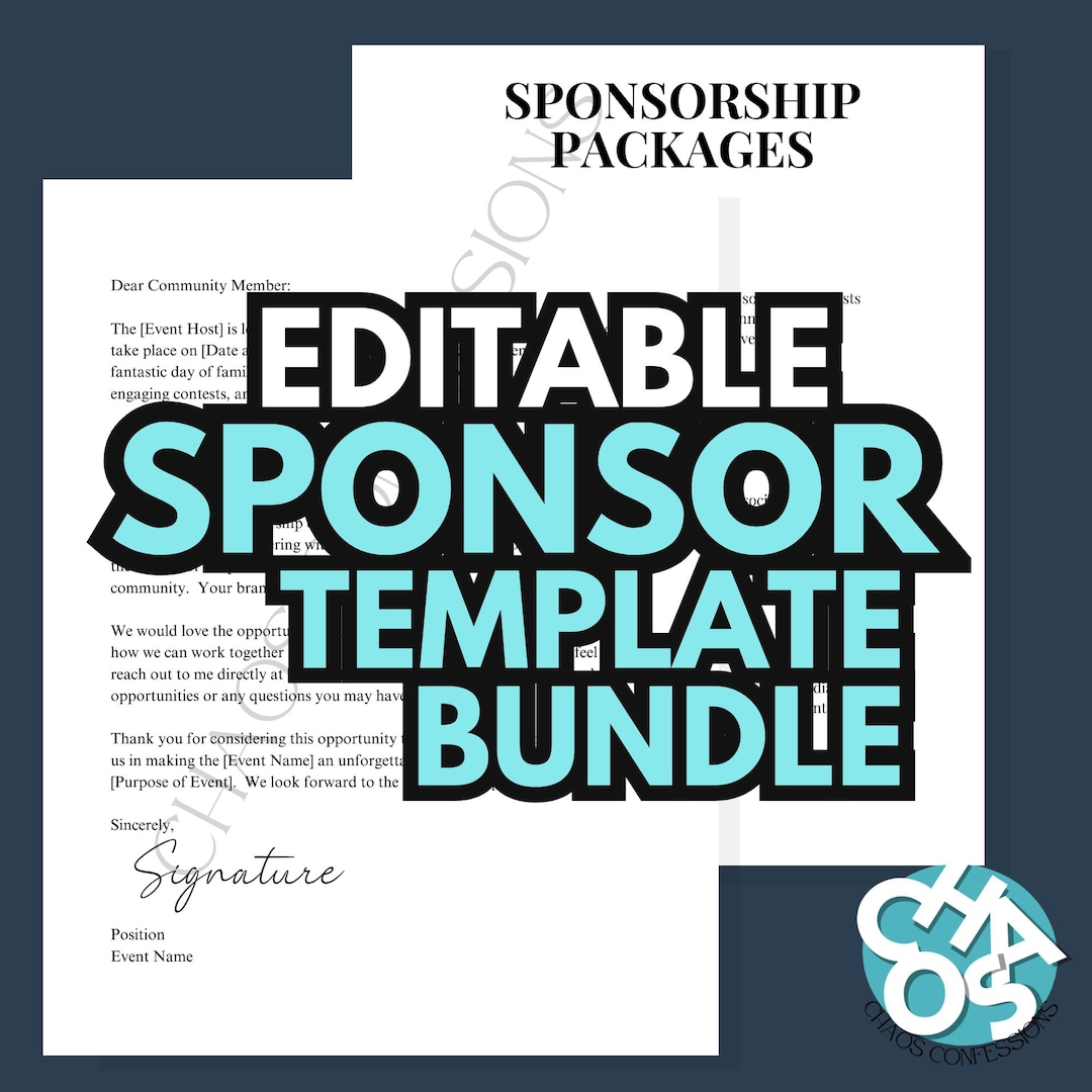 Editable Sponsor Template Bundle Sponsor Letter, Packages, Contact ...
