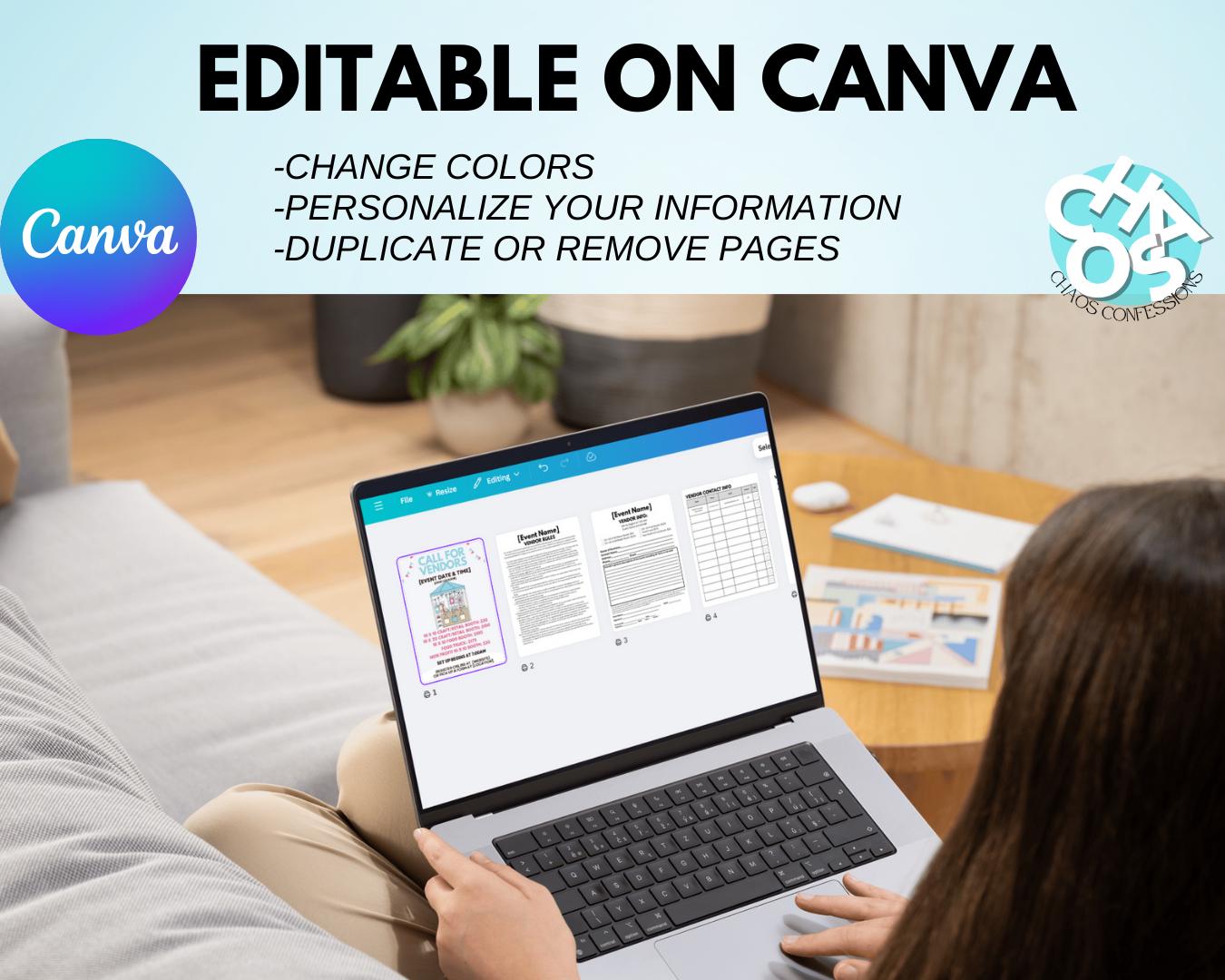 Editable Vendor Bundle for Events Flyer, Application, Rules, Contact ...