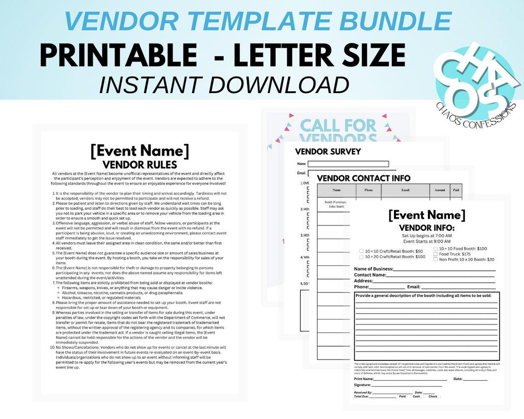 Event Vendor Bundle | Editable Canva Templates for Applications, Flyers ...