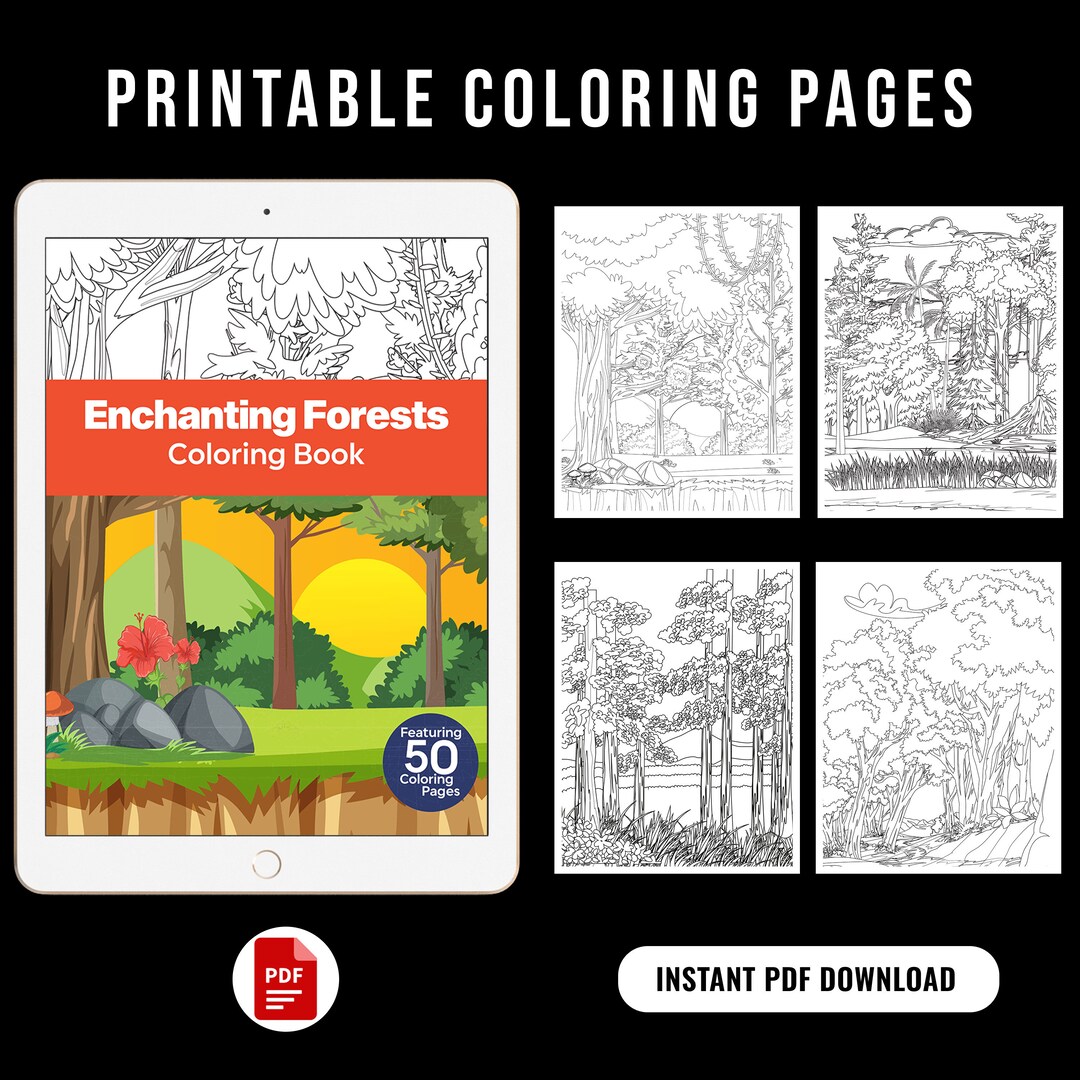 50 Coloring Pages Enchanting Forests Coloring Book for Kids and Adults ...