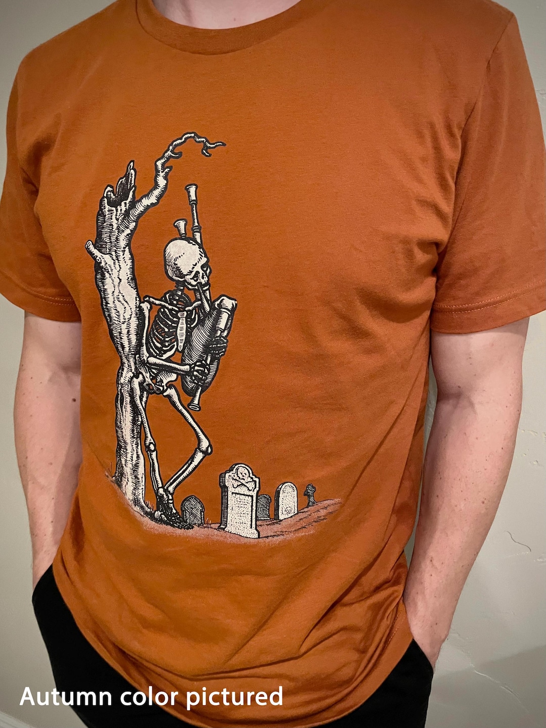 Vintage Skeleton Bagpiper T-shirt - Etsy
