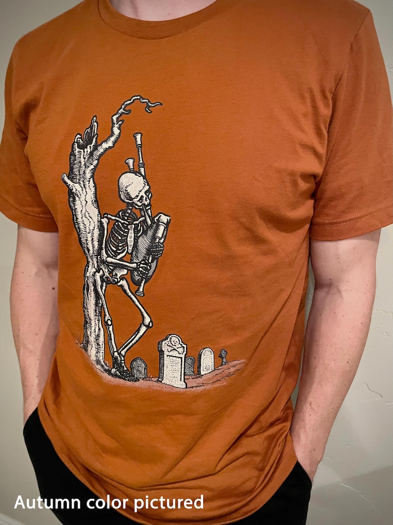Vintage Skeleton Bagpiper T-shirt - Etsy