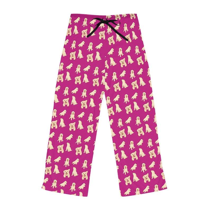 Golden Retriever Puppy Women's Pajama Pants, Cute Dog Pj's, Pink Puppy ...