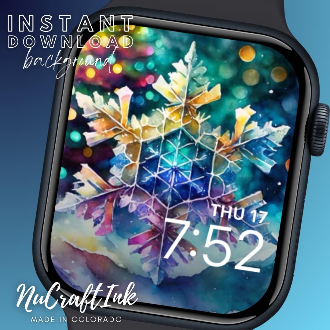Ice Crystal Snowflake Apple Watch Wallpaper: Winter Holiday Background ...