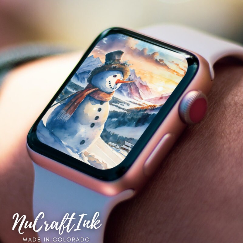 Snowman Apple Watch Face Wallpaper, Winter Theme Smartwatch Background ...