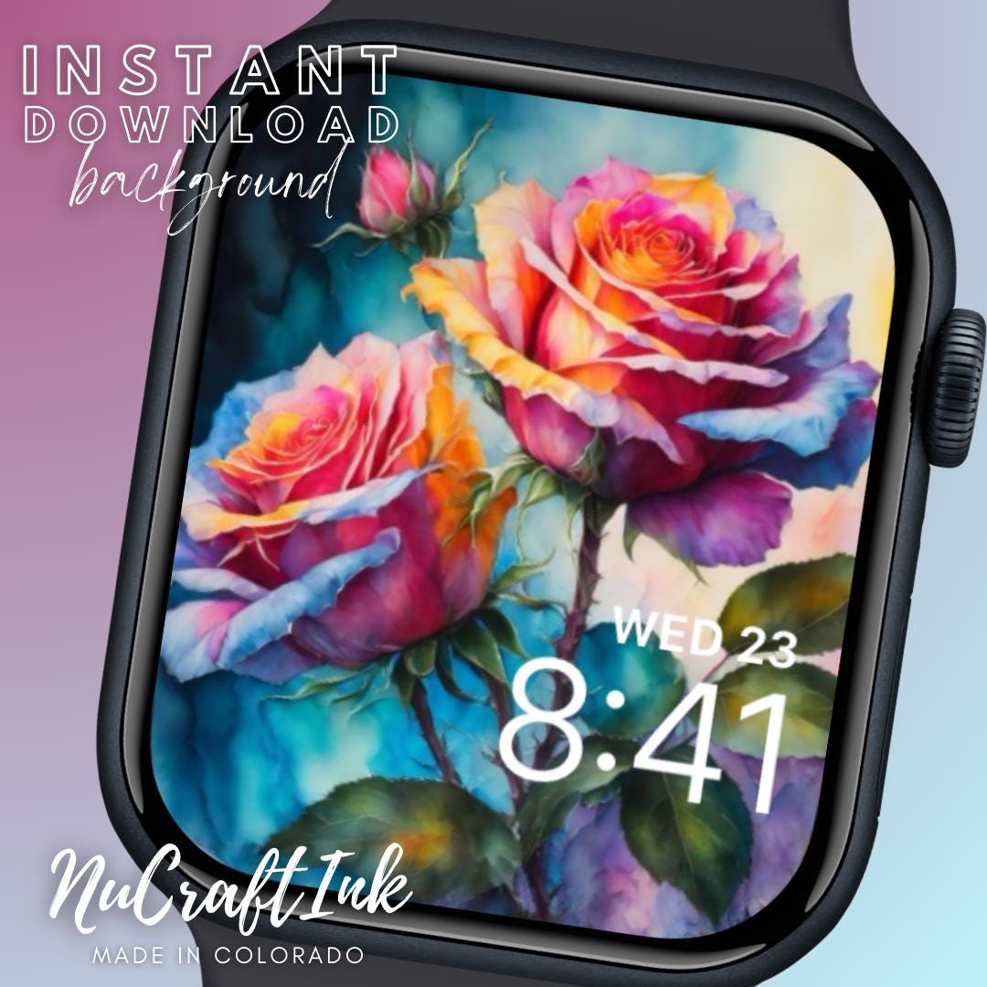 Watercolorstyle Roses Apple Watch Face: Floral Smartwatch Wallpaper ...