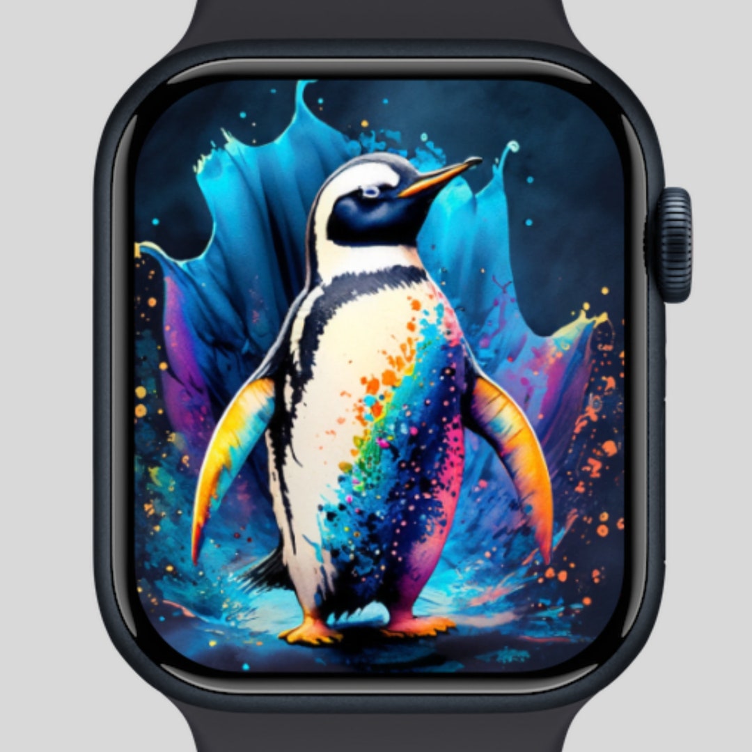 Apple Watch Face Background Colorful Penguin Splash Paint Style ...