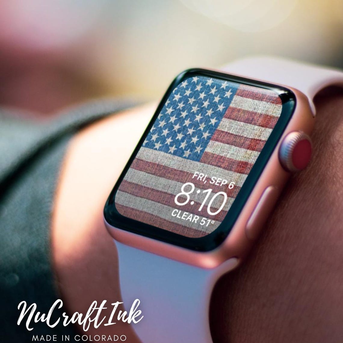Linen American Flag Apple Watch Face: Patriotic Wallpaper (digital ...