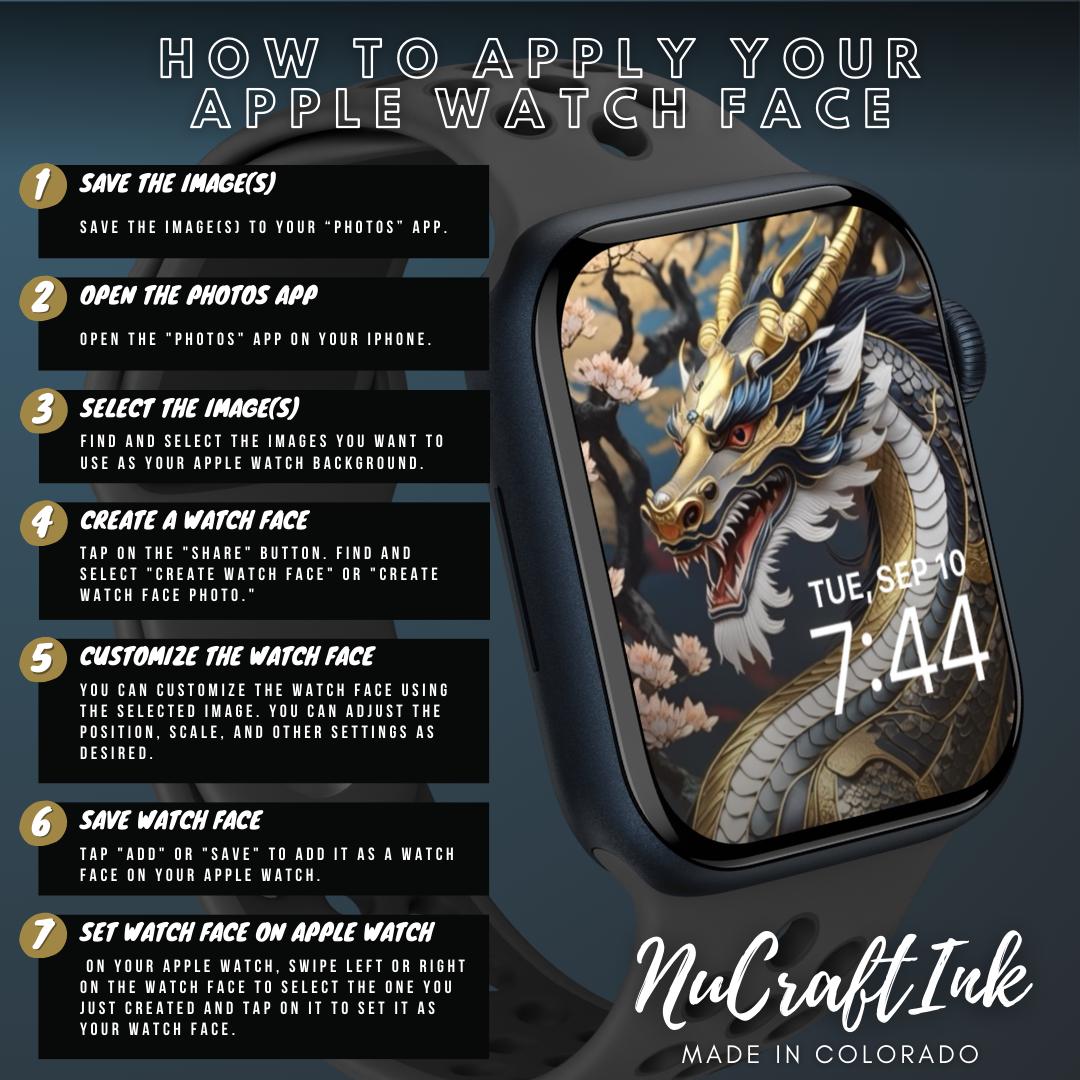 Year of the Dragon Apple Watch Face: Golden Blue Wallpaper (digital ...