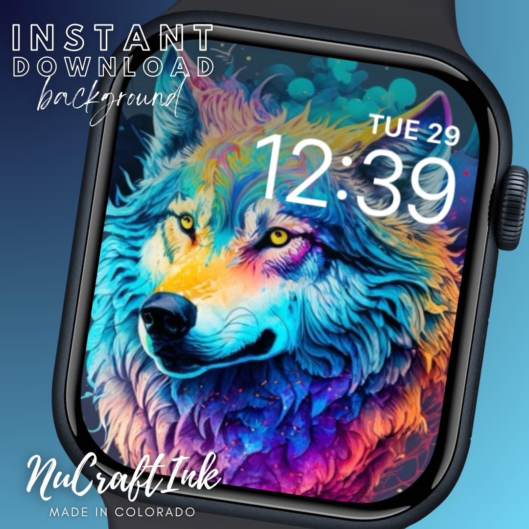 Color Splash Wolf Apple Watch Face Wallpaper (digital Download) - Etsy