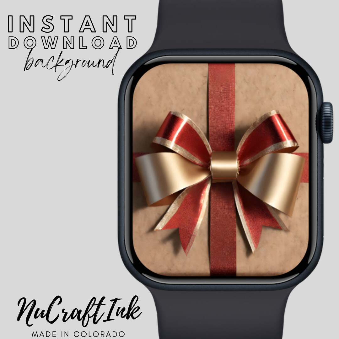Christmas Bow Apple Watch Face Wallpaper, Winter Theme Smartwatch ...