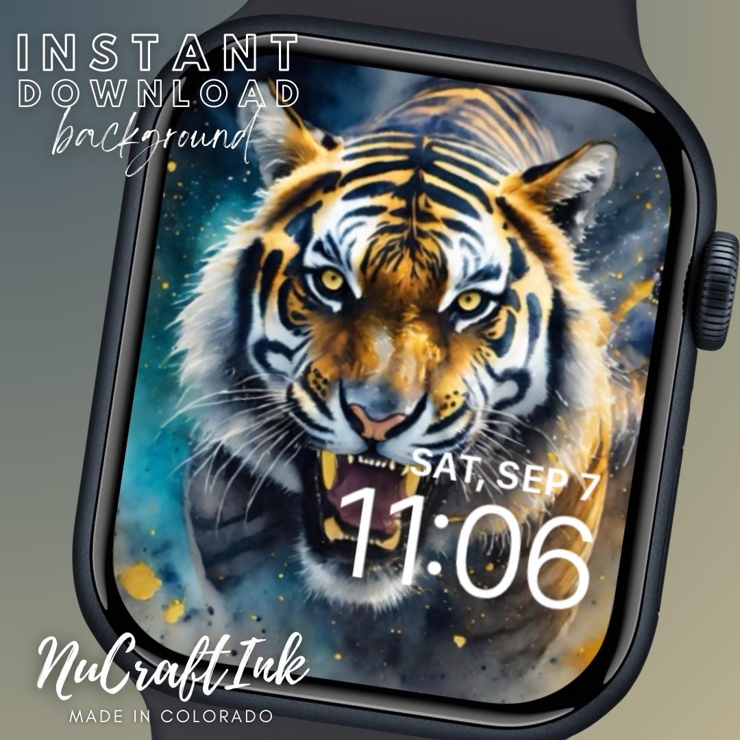 Tiger Apple Watch Face: Nature Inspired Smartwatch Wallpaper (digital ...