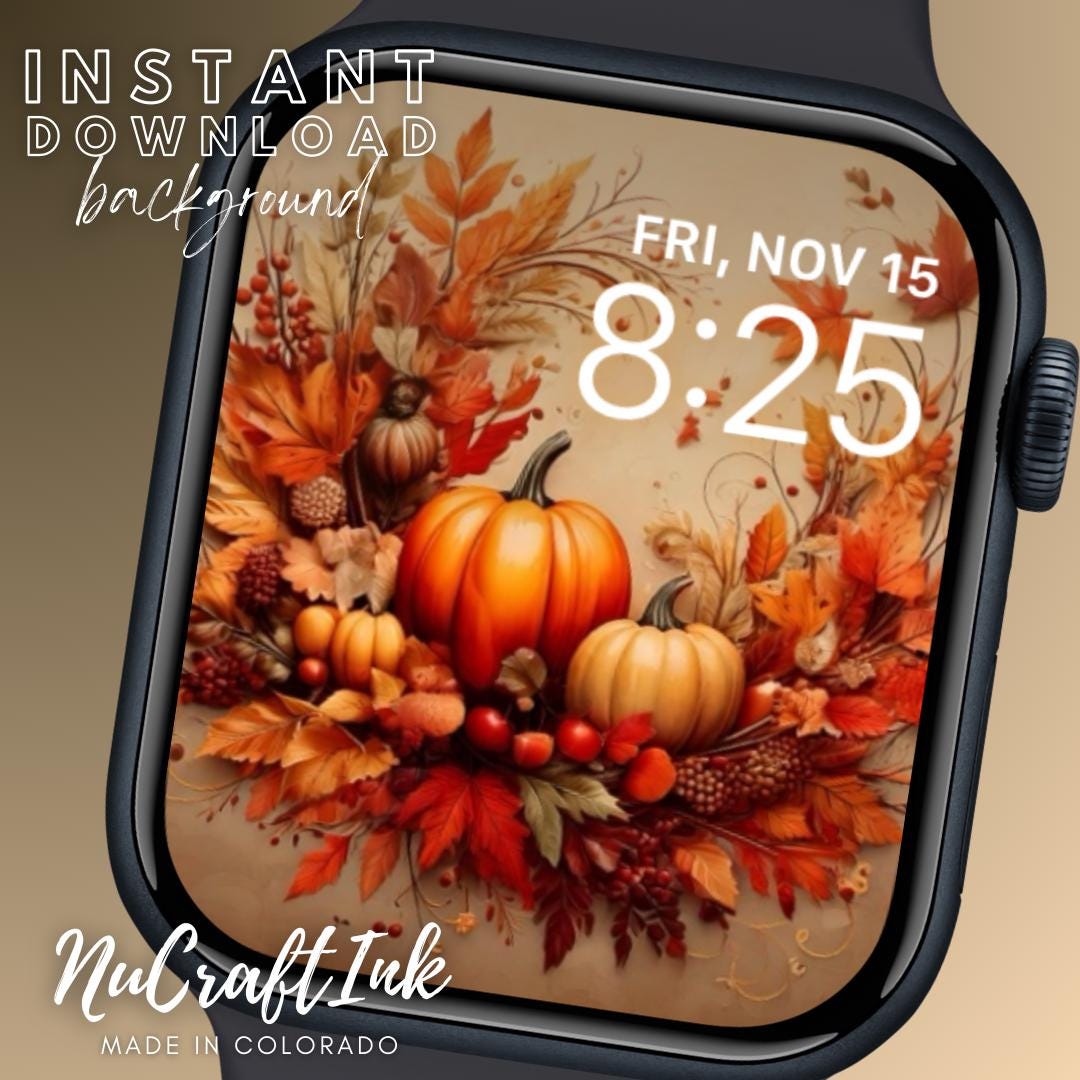Fall Wreath Apple Watch Face: Pumpkin Decor (digital Download) - Etsy