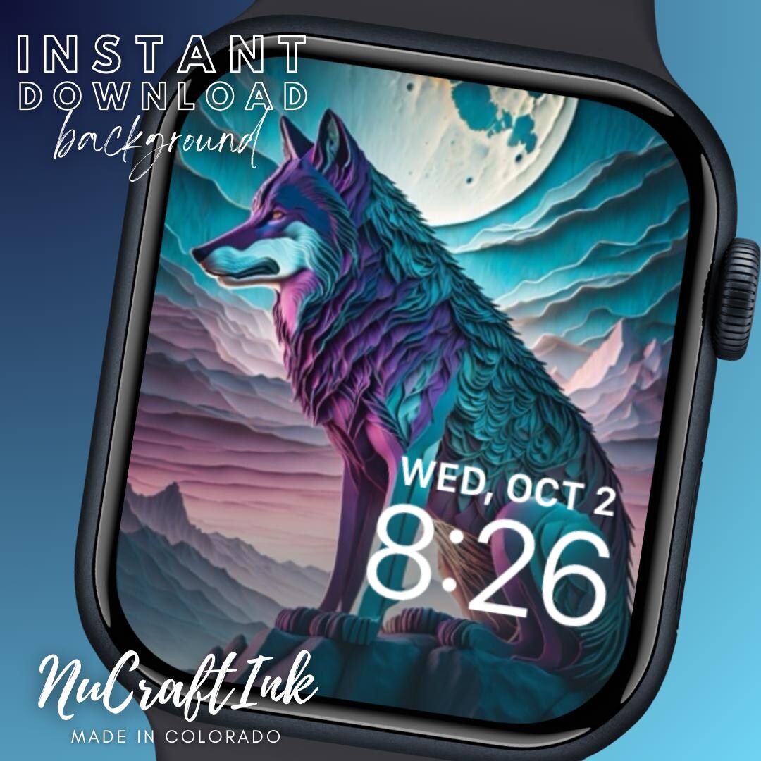 Wolf Apple Watch Face Background 3D Paper-craft Theme Smartwatch ...