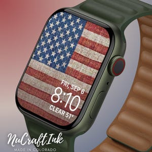 Linen American Flag Apple Watch Face: Patriotic Wallpaper (digital ...