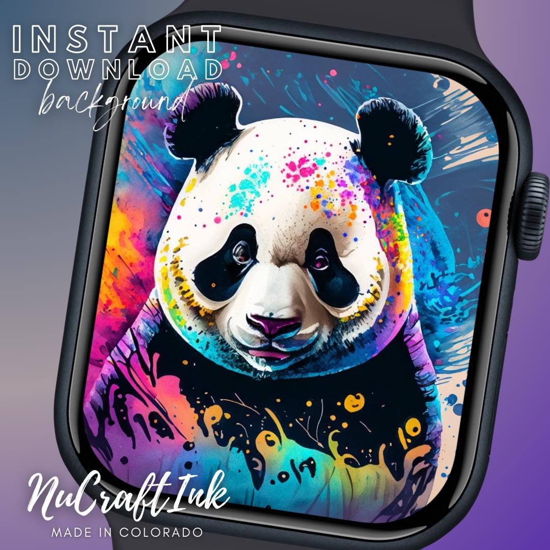 Giant Panda Apple Watch Face Background Color Splashed Panda Artwork ...