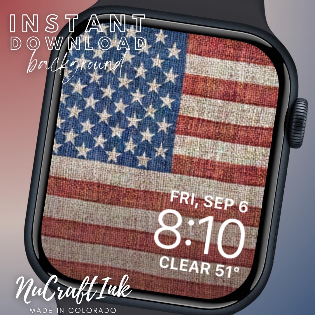 American Flag Apple Watch Face, Patriotic Watch Face Background, 4th of ...