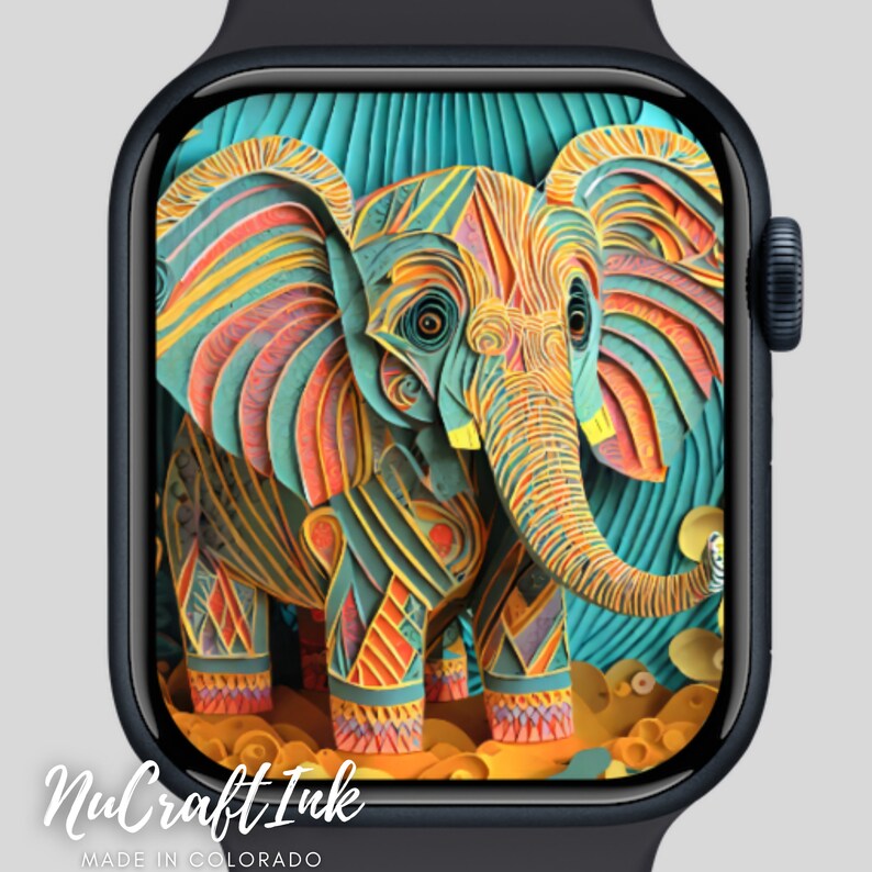 Colorful Elephant Paper Art Apple Watch Face (digital Download) - Etsy