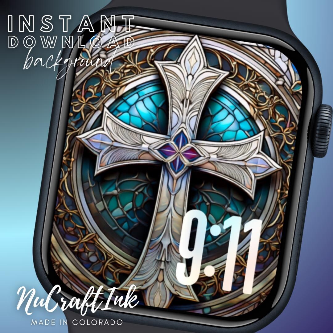 Cross Apple Watch Face Background Colorful Christian Artwork Vibrant ...