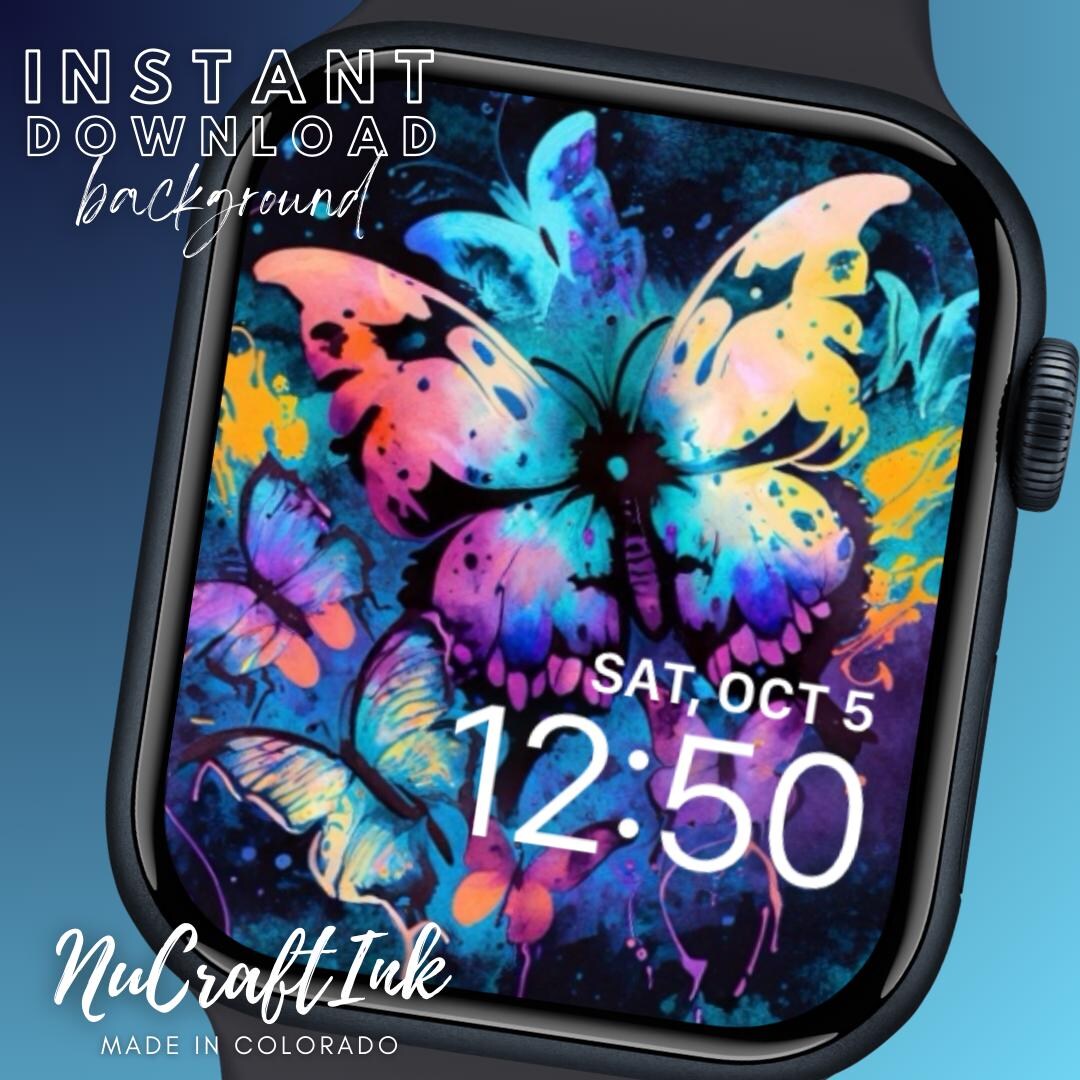 Butterfly Apple Watch Face: Vibrant Color Splash Wallpaper (digital ...