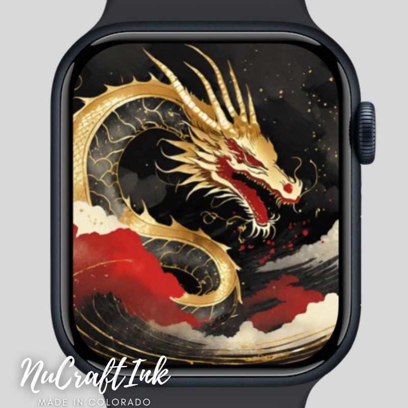 Year of the Dragon Apple Watch Face Background Golden Dragon Theme ...