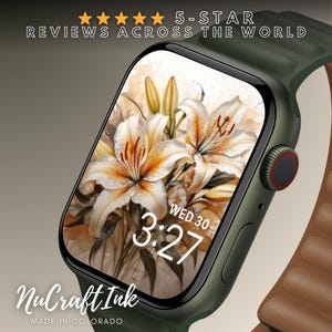 White Lily Floral Apple Watch Face: Elegant Spring Bouquet (digital ...