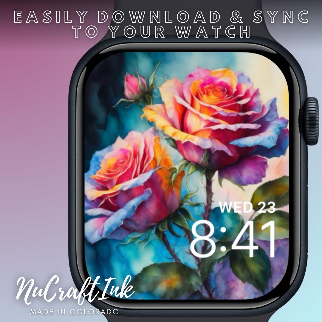 Watercolorstyle Roses Apple Watch Face: Floral Smartwatch Wallpaper ...