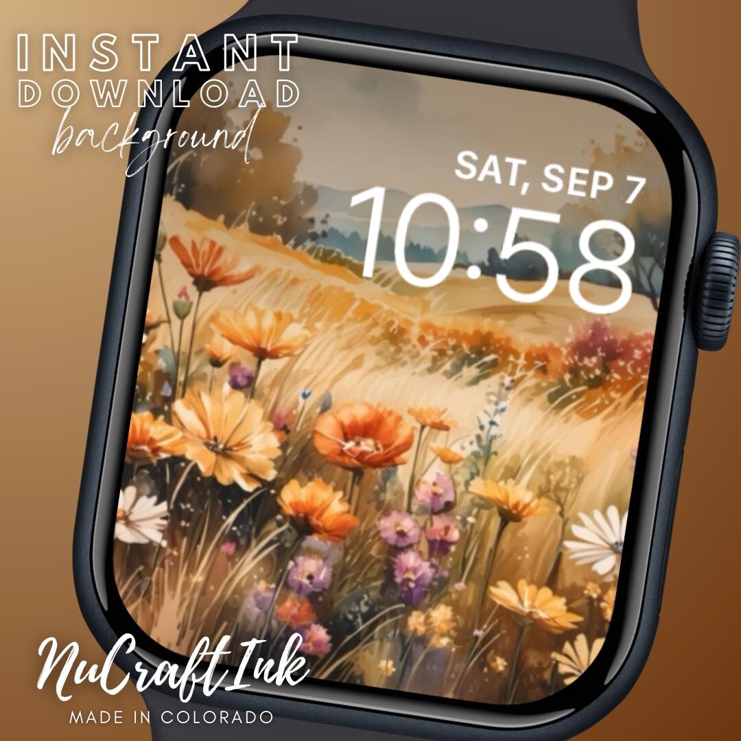 Wildflower Meadow Apple Watch Face Serene Autumn Flowers Fall Flowers ...