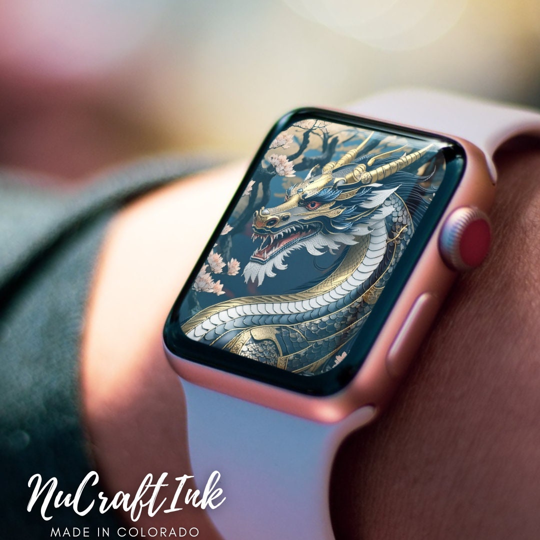 Year of the Dragon Apple Watch Face Background Golden Blue Dragon Theme ...