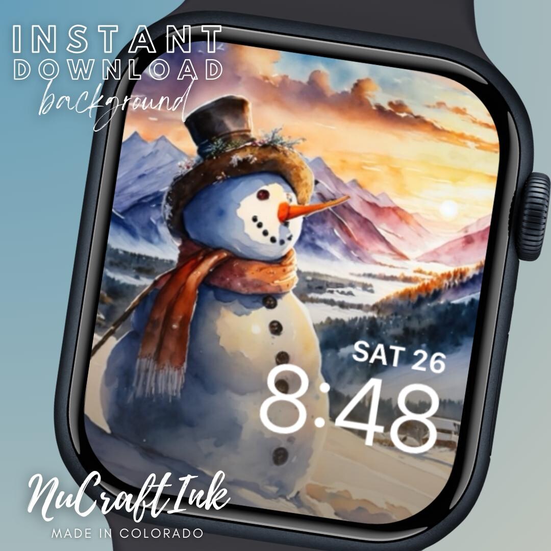 Snowman Apple Watch Face Wallpaper: Winter Sunrise (digital Download ...