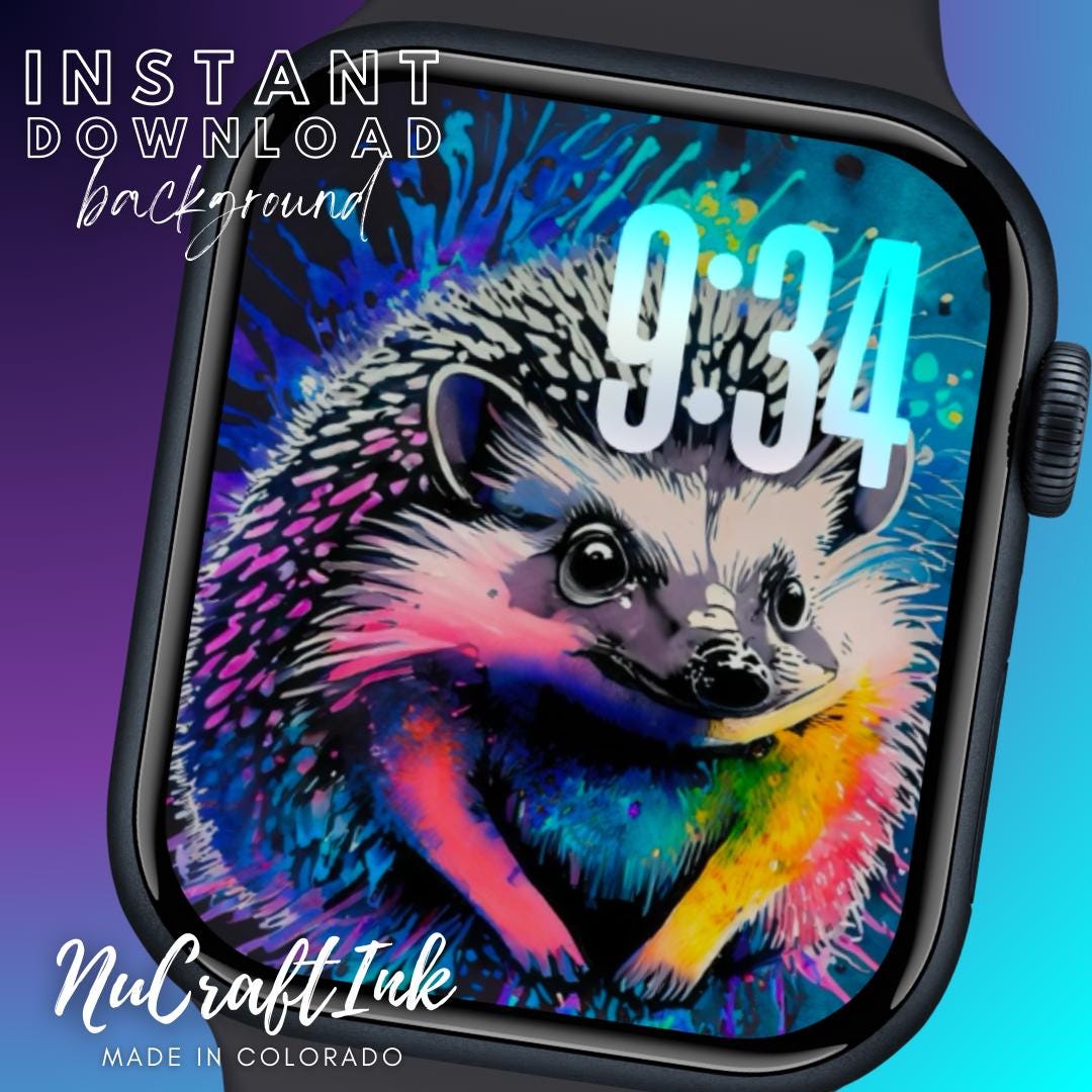 Hedgehog Apple Watch Face: Colorful Animal Art (digital Download) - Etsy