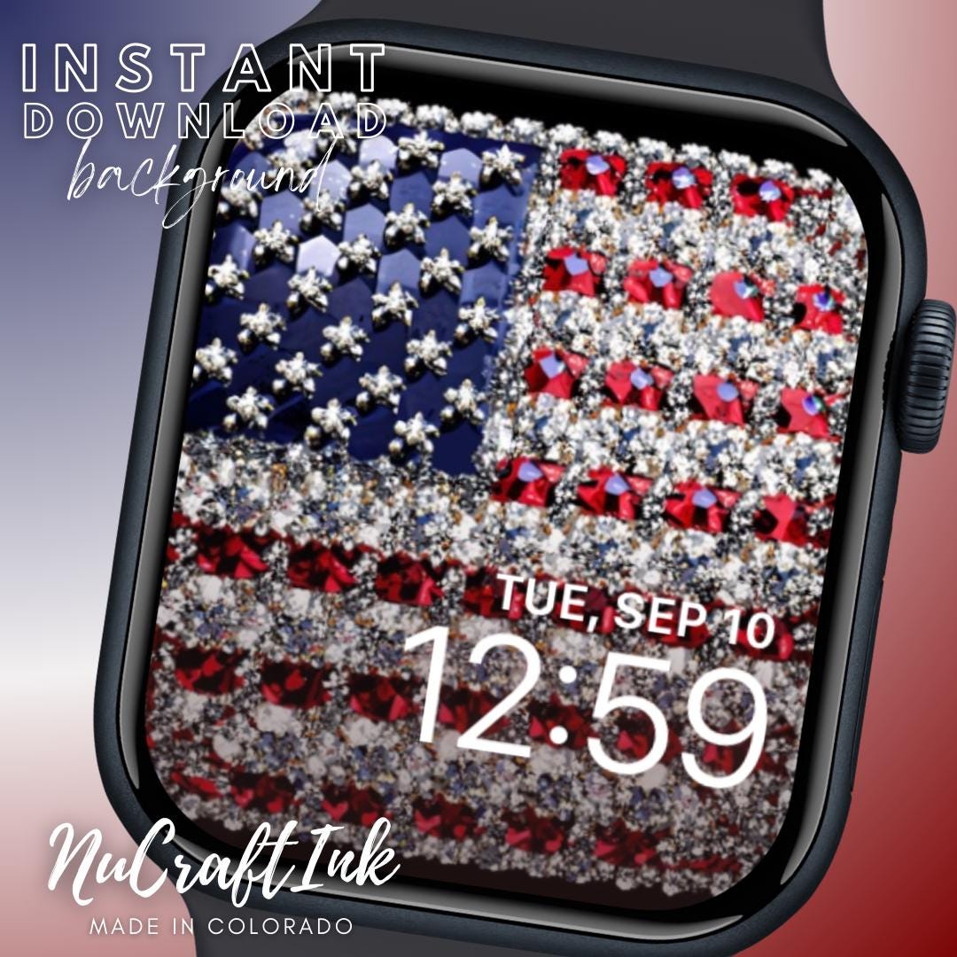 Bling American Flag Apple Watch Face: Patriotic Smartwatch Background ...