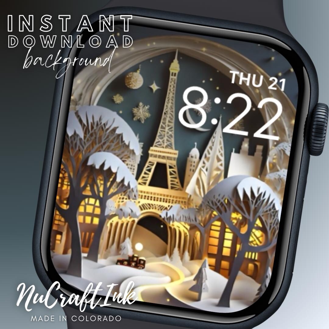Winter in Paris Apple Watch Face: Eiffel Tower 3D Paper Art (digital ...