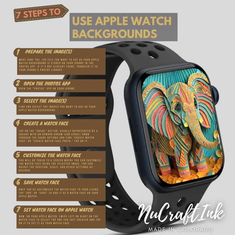 Colorful Elephant Paper Art Apple Watch Face (digital Download) - Etsy