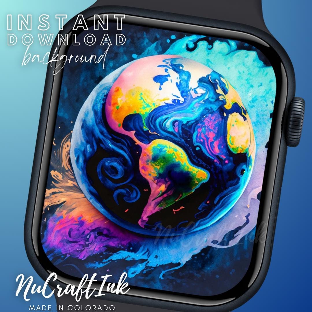 Vibrant Earth Apple Watch Face: Colorful Swirl Art (digital Download ...