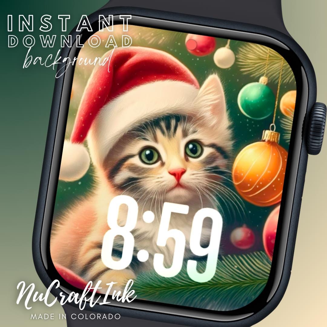 Kitty Cuteness Apple Watch Face Christmas Background Cute Baby Cat ...